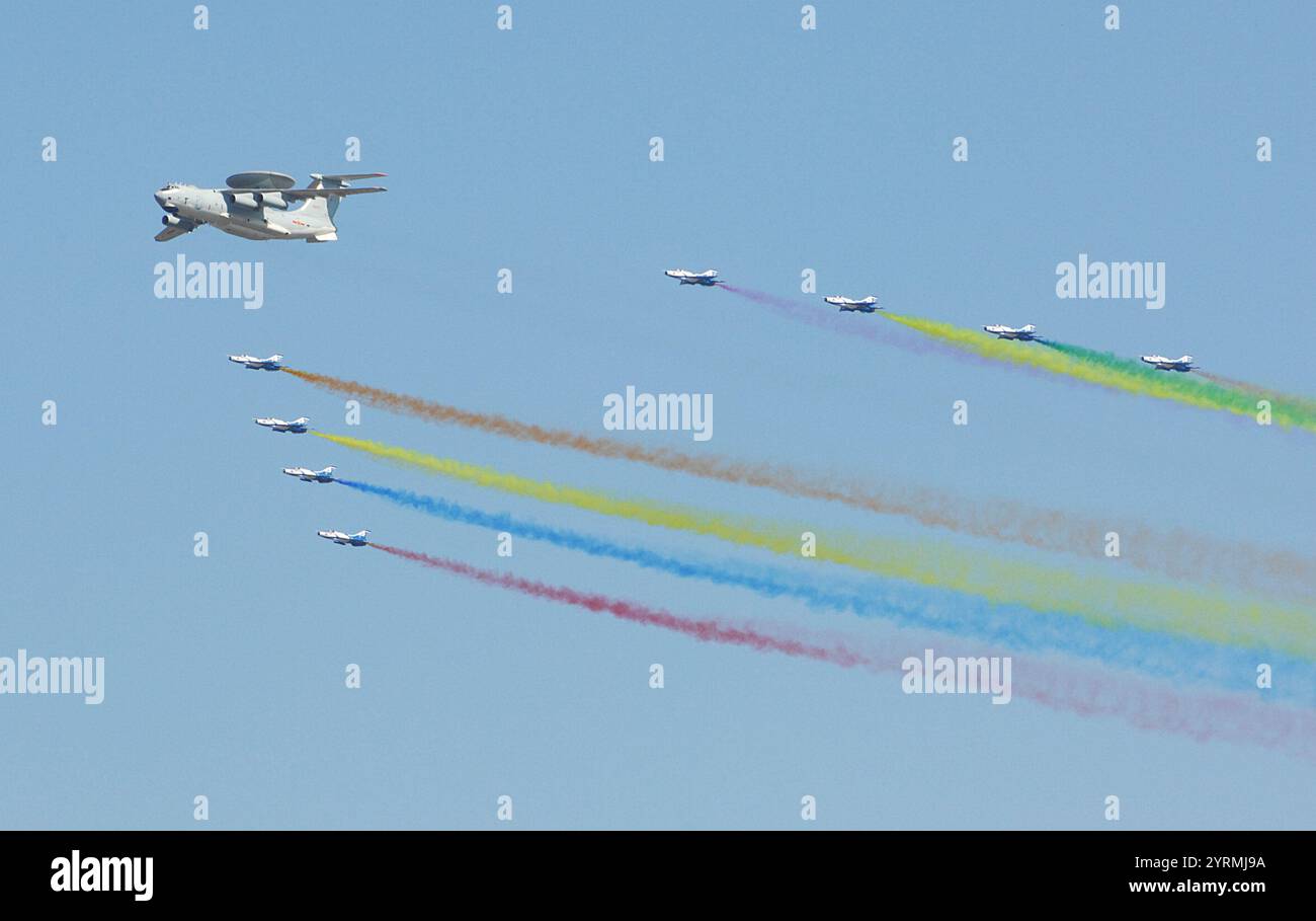 Chinese air force review and flypast. Beijing 2019. The People's ...