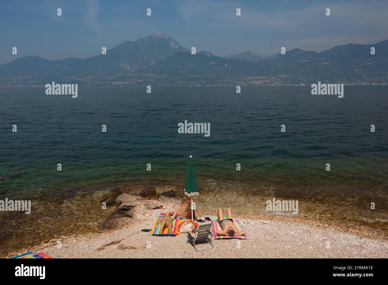 Italy, Veneto, Lake District, Lake Garda, Pai, beachgoers, Lake Garda ...