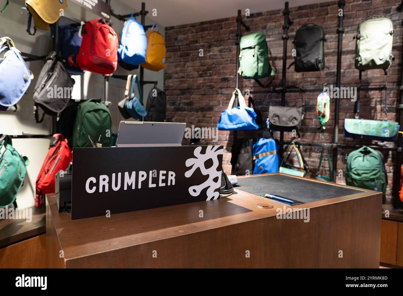 KUALA LUMPUR, MALAYSIA - DECEMBER 01, 2023: cash desk at Crumpler store ...