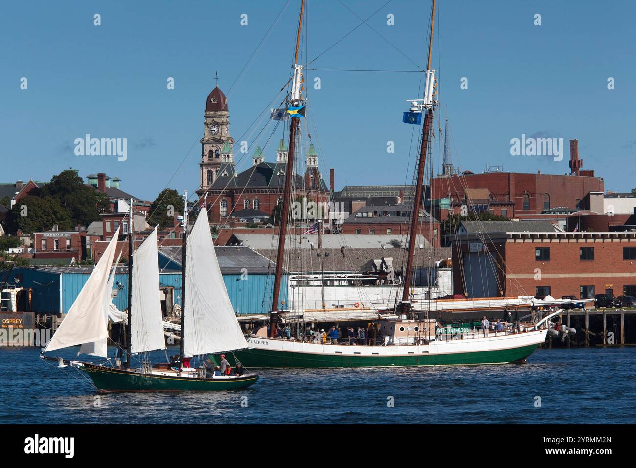 USA, Massachusetts, Cape Ann, Gloucester, Gloucester Harbor, Schooner ...