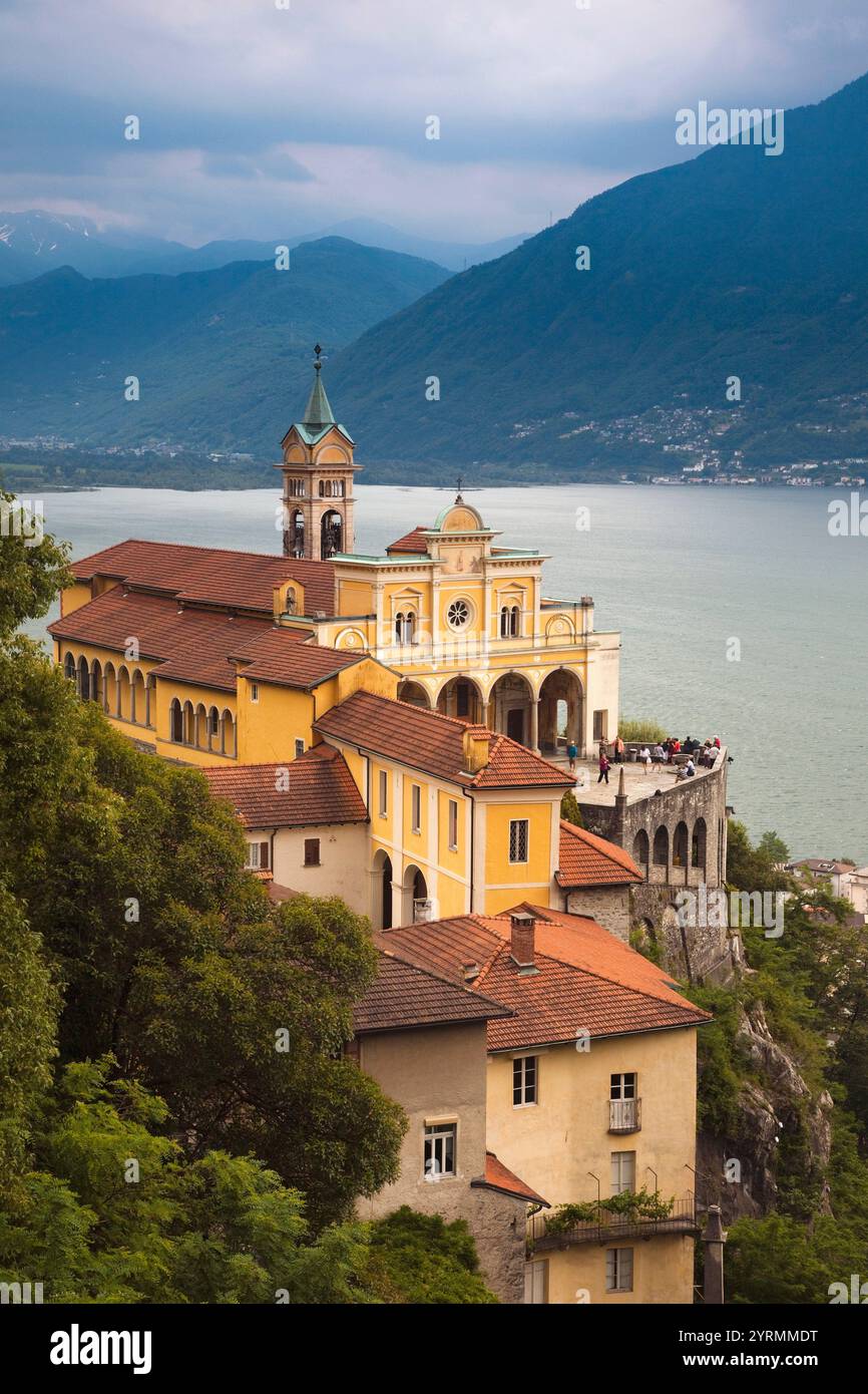 Switzerland, Ticino, Lake Maggiore, Locarno, Madonna del Sasso church ...