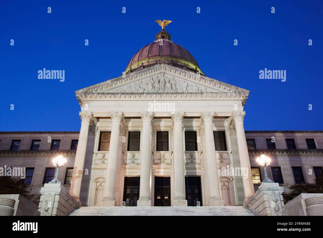 USA, Mississippi, Jackson, Mississippi State Capitol, evening Stock ...