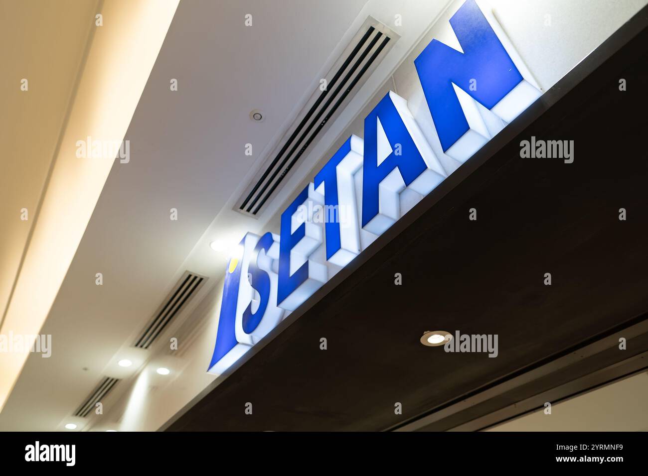 KUALA LUMPUR, MALAYSIA - DECEMBER 01, 2023: Isetan sign over the ...