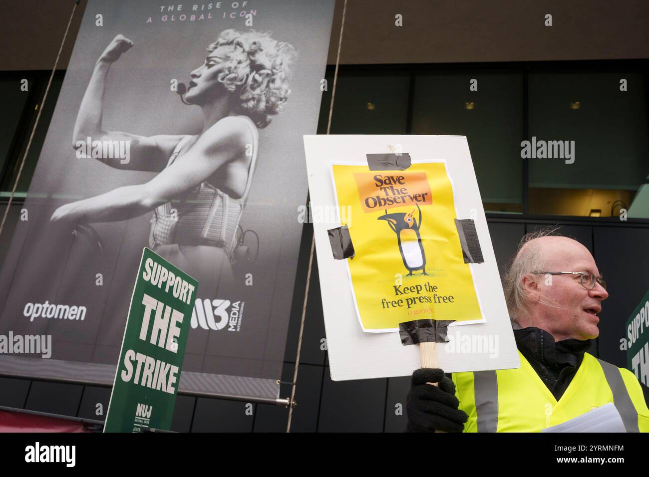 Striking journalists and production workers with the Observer and ...