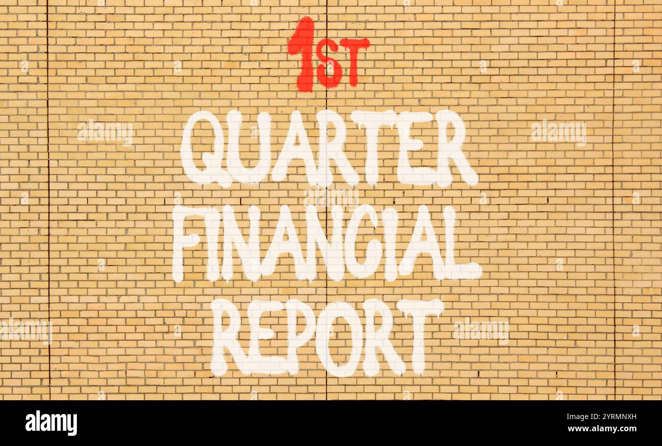 1st quarter financial report symbol. Concept words 1st quarter ...
