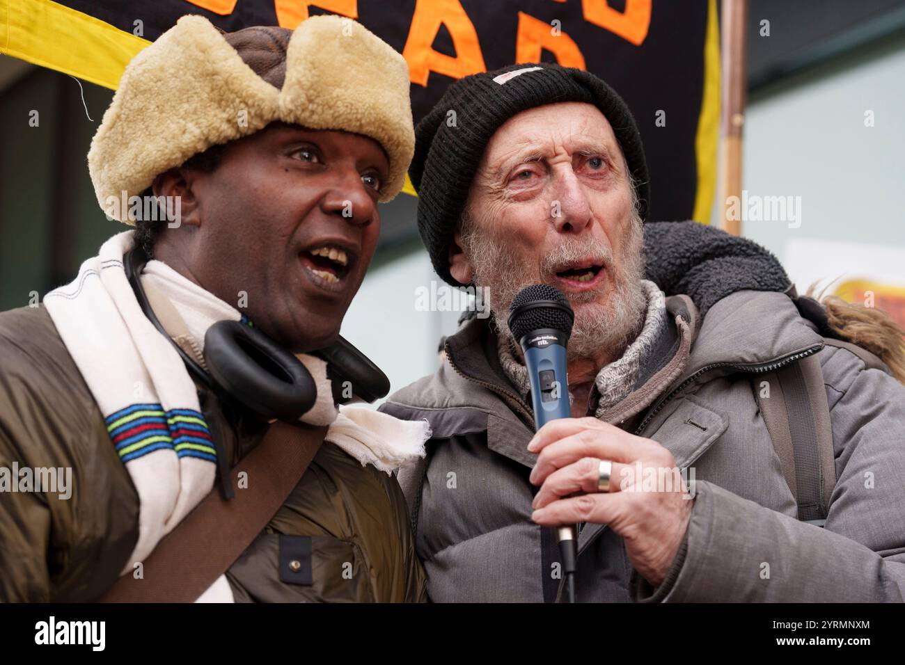 Poet Lemn Sissay (left) and author Michael Rosen join striking ...