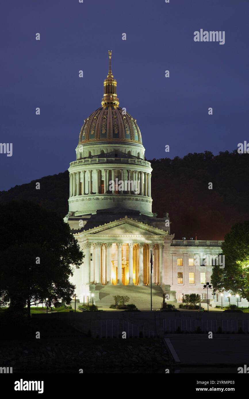 USA, West Virginia, Charleston, West Virginia State Capitol, dawn Stock ...