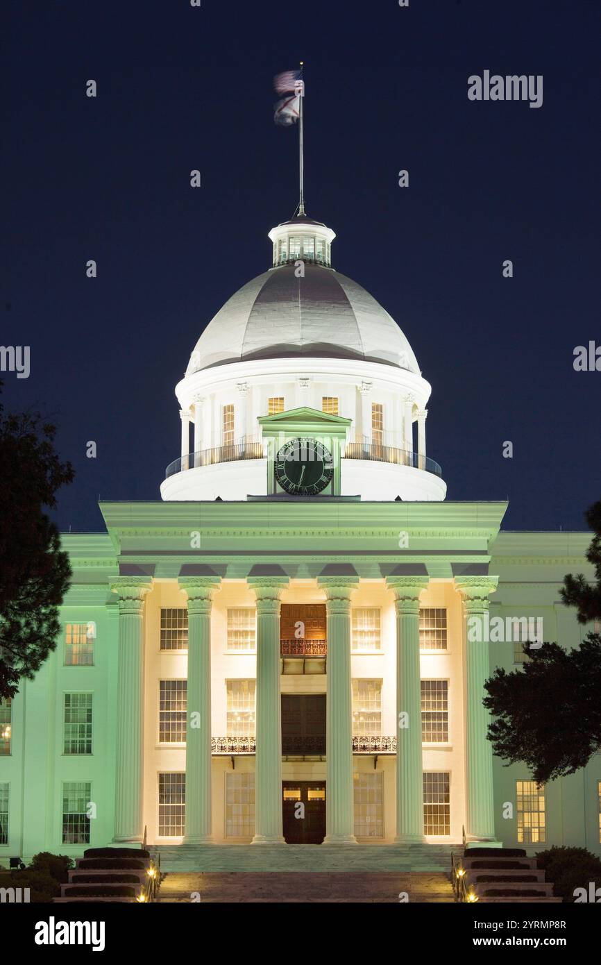 USA, Alabama, Montgomery, Alabama State Capitol, b 1851, evening Stock ...