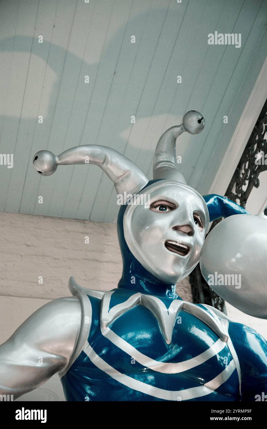 USA, Alabama, Mobile, Mardi Gras Museum of Mobile, exterior, jester ...