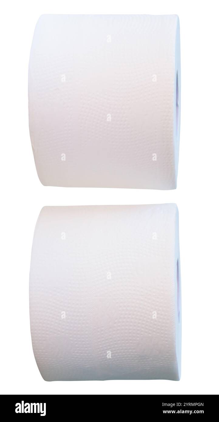 Front view or side view set of tissue paper or toilet paper in rolls is ...