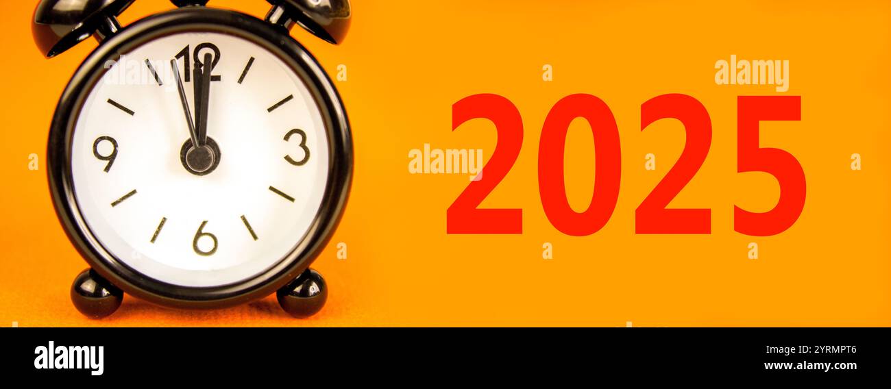 Business concept of 2025 new year symbol. Beautiful orange paper with ...