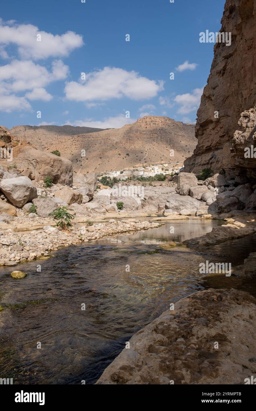 Impressive landscape of Wadi hawer Canyon in Oman with unnamed ...