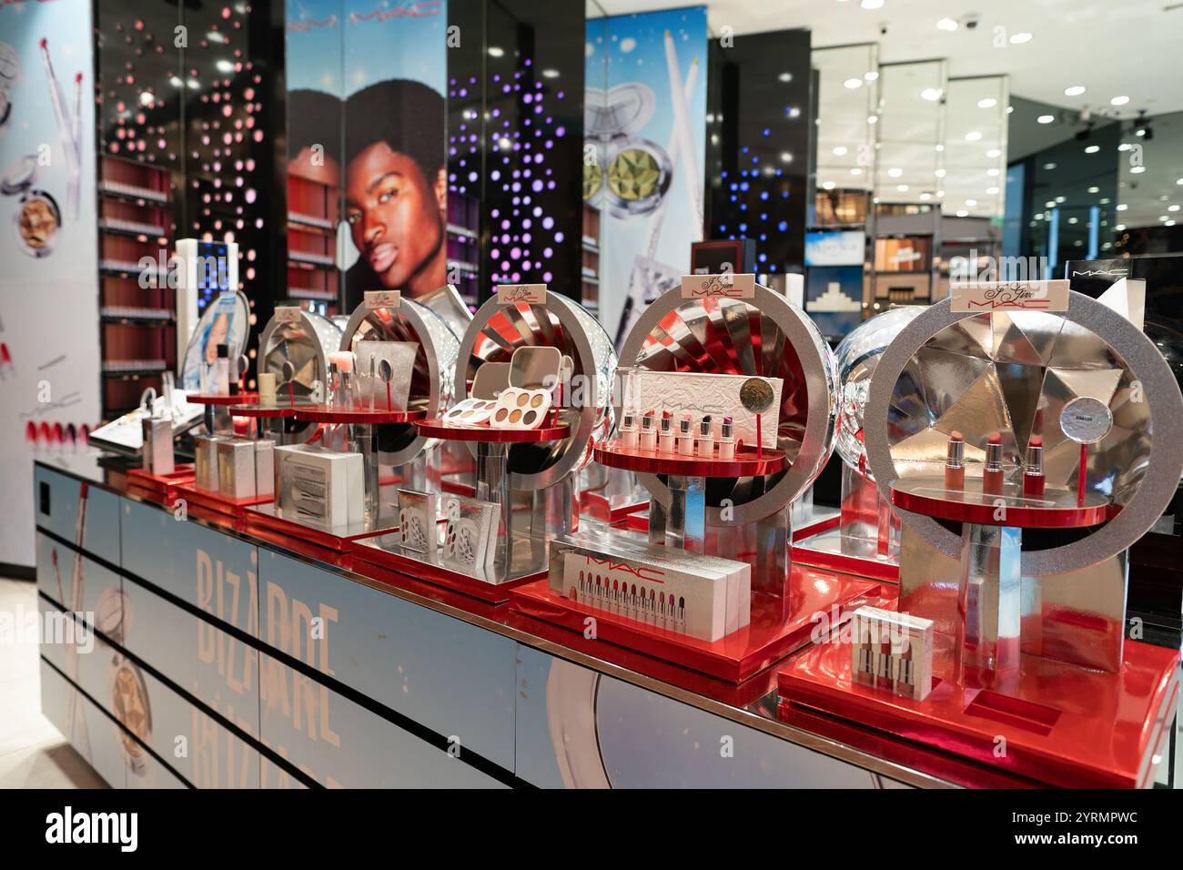 KUALA LUMPUR, MALAYSIA - DECEMBER 01, 2023: MAC makeup is on display at MAC Cosmetics store in ...