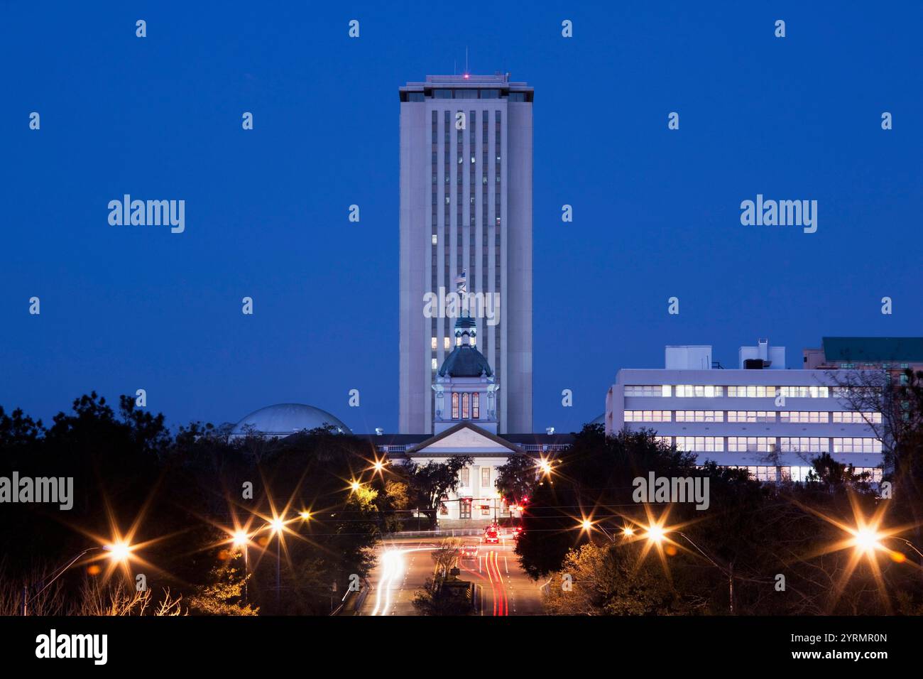 USA, Florida, Tallahassee, old and new State Capitol buildings from ...