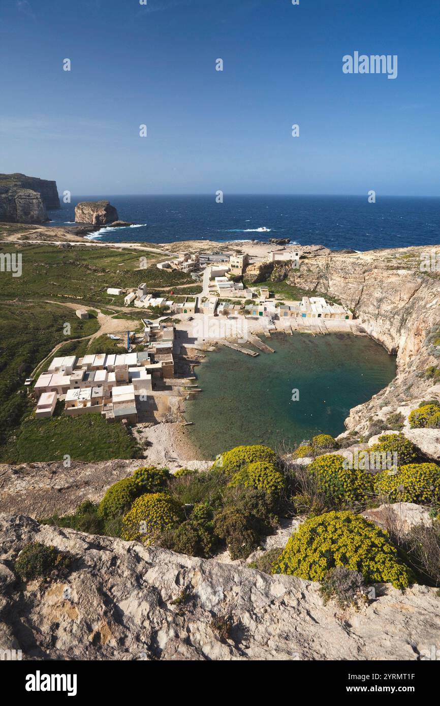 Malta, Gozo Island, Dwejra, elevated view of the Inland Sea Stock Photo ...