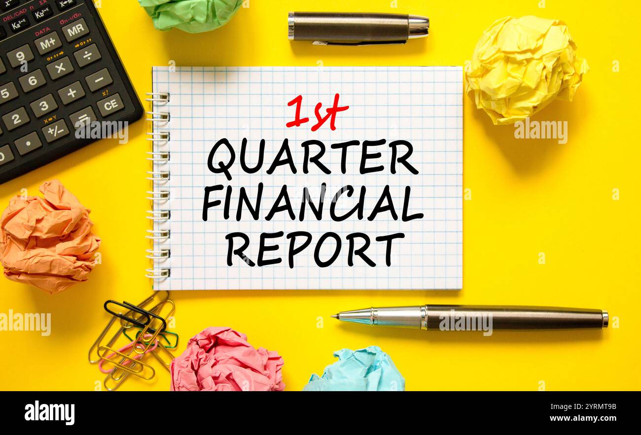 1st quarter financial report symbol. Concept words 1st quarter ...