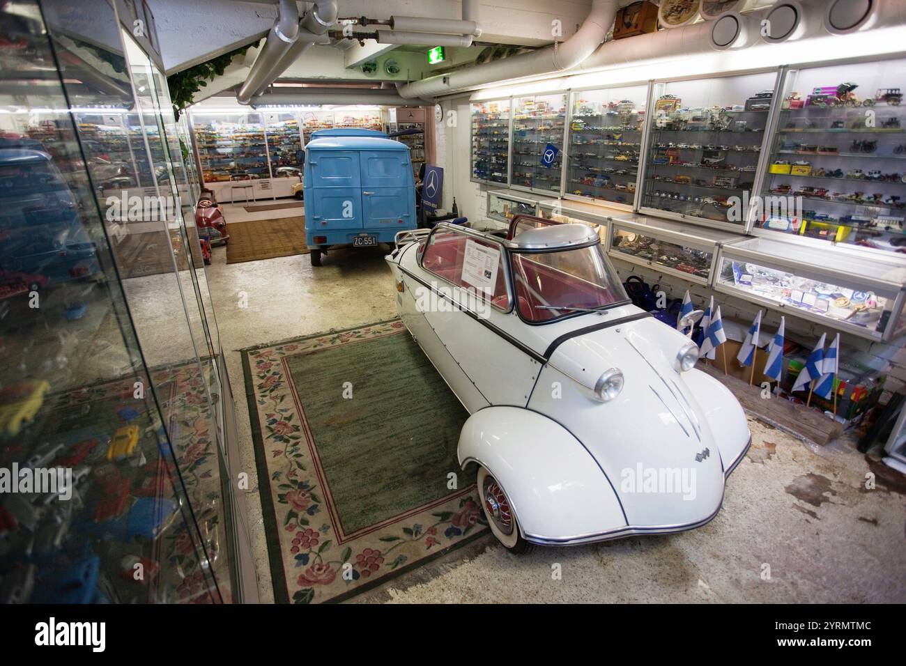 Finland, Helsinki, Helsinki Automobile Museum, model car exhibit and ...