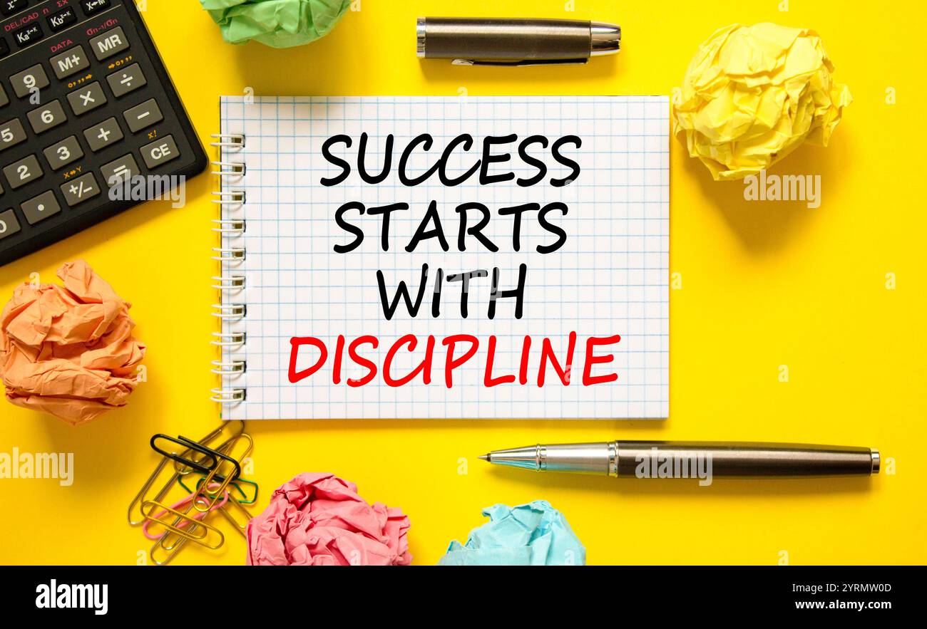 Success starts with discipline symbol. Concept words Success starts with discipline on beautiful ...