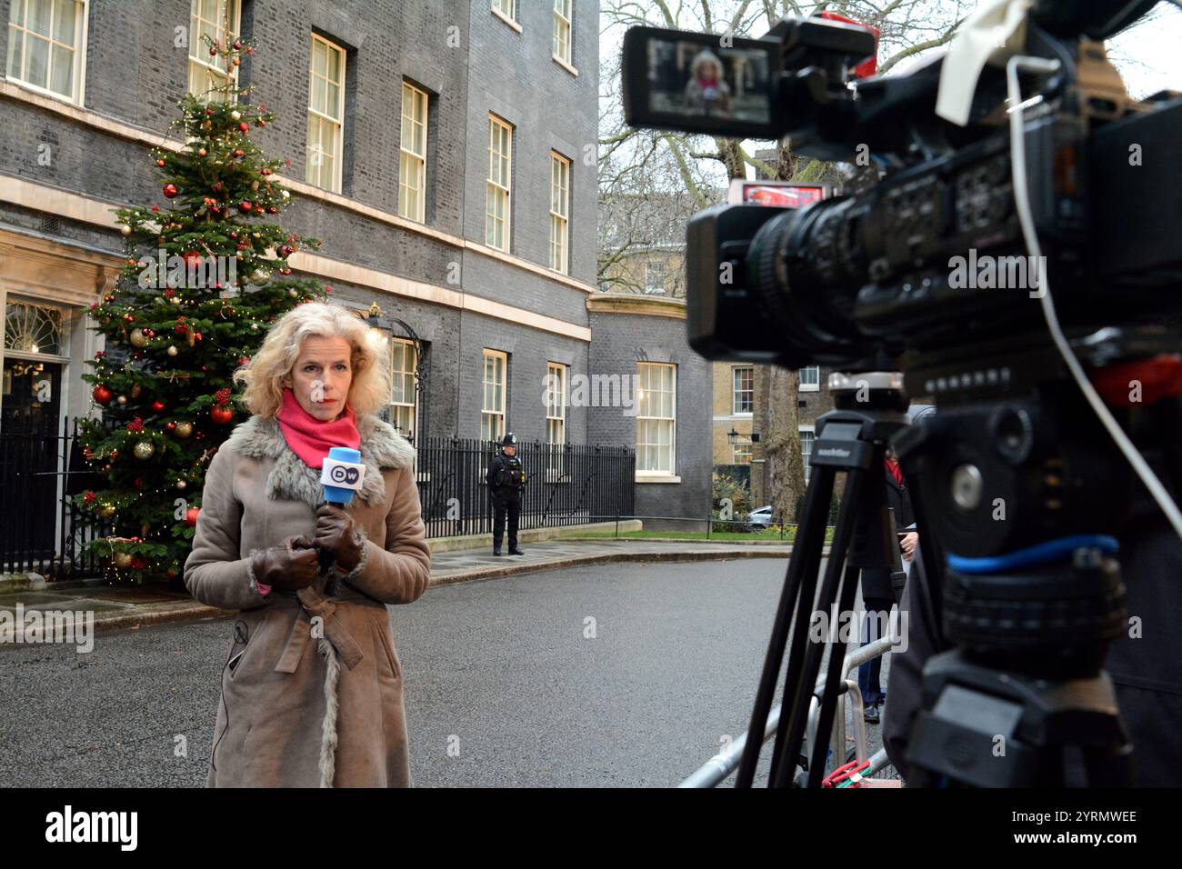 Photograph of members of the press reporting outside of 10 Downing ...
