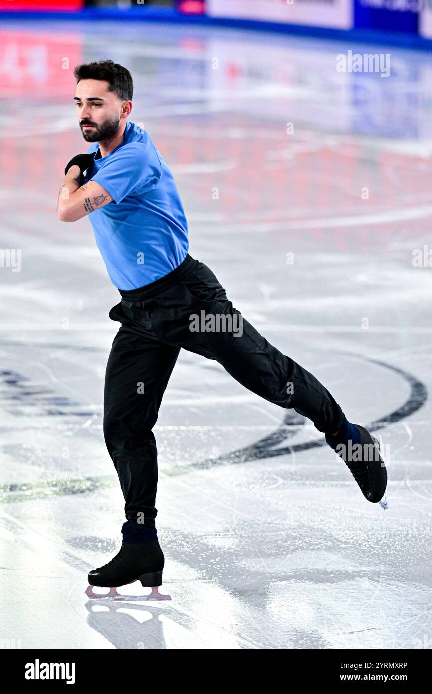 Kevin AYMOZ (FRA), during Senior Men Practice, at the ISU Grand Prix of ...