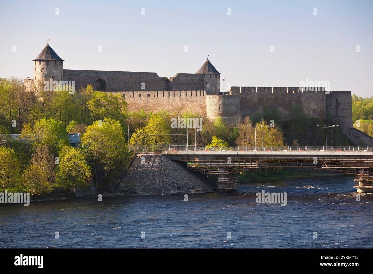 Estonia, Northeastern Estonia, Narva, view of Narva River, Friendship ...