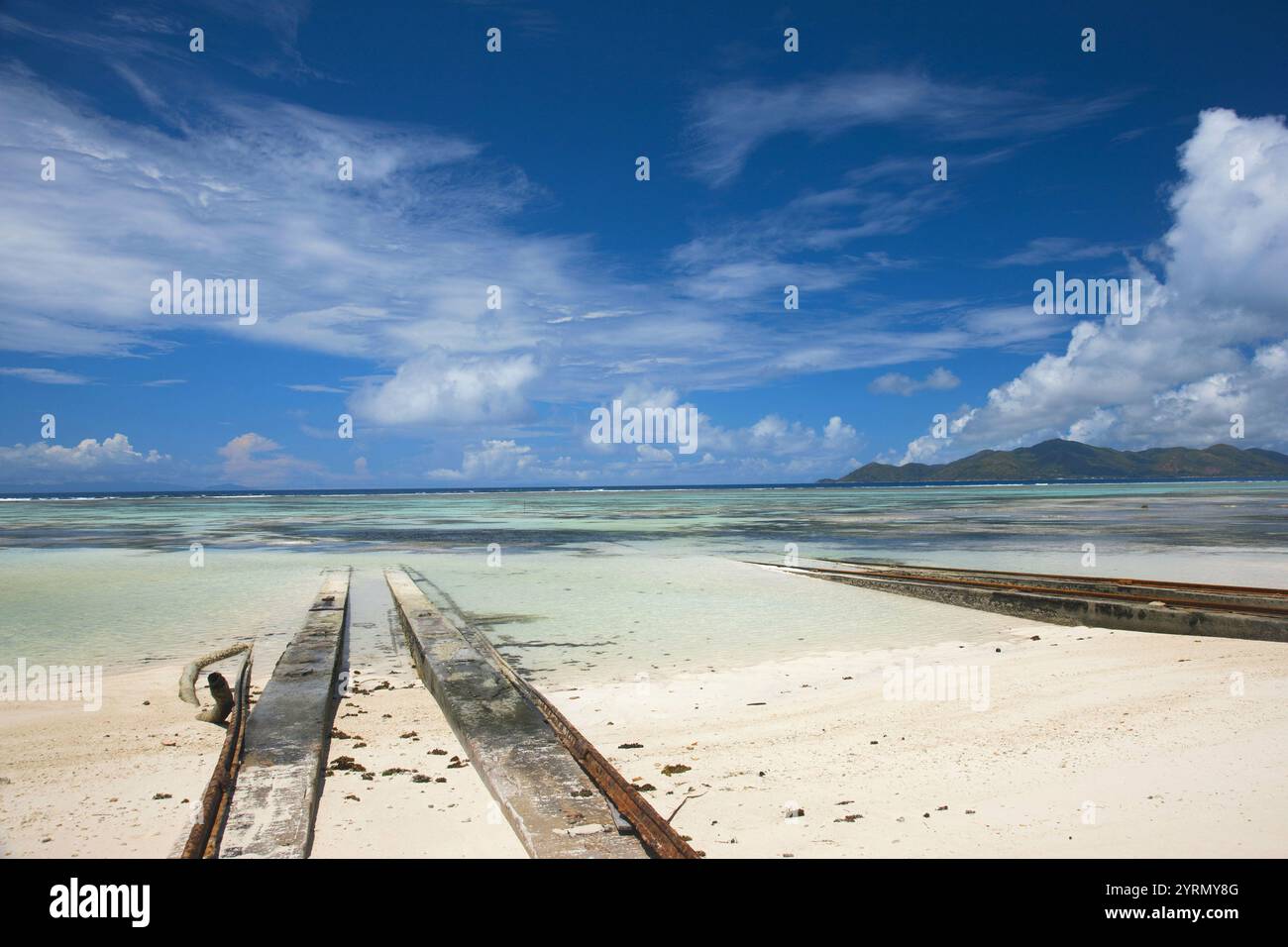 Port area, L'Union Estate Plantation, La Digue island, Seychelles Stock ...