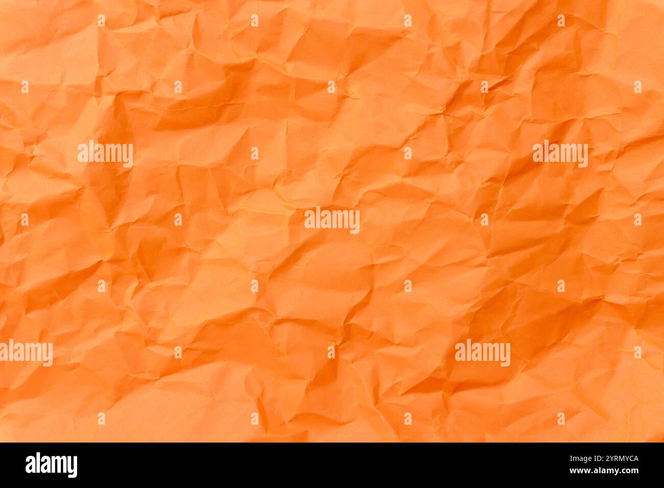 Top view and full frame of wrinkled or crumpled orange paper is used as ...