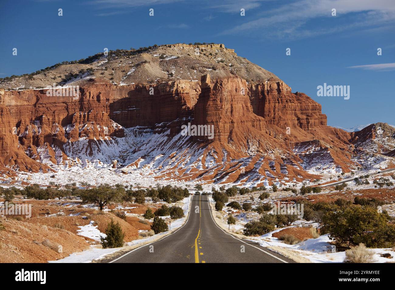 Capitol Reef National Park, Rt. 24 in winter, Torrey, Utah, USA Stock ...