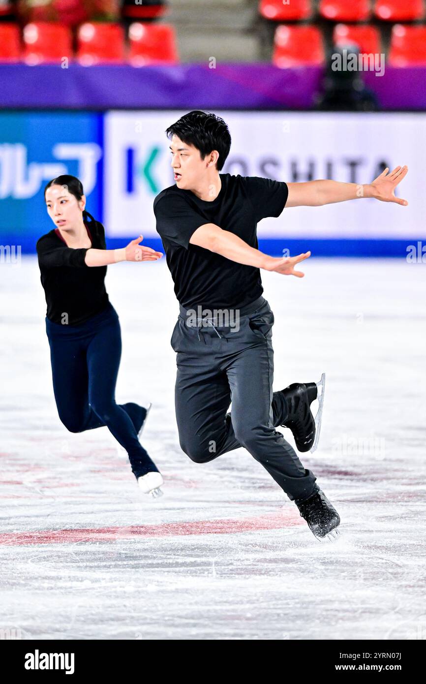 Riku MIURA & Ryuichi KIHARA (JPN), during Senior Pairs Practice, at the ...