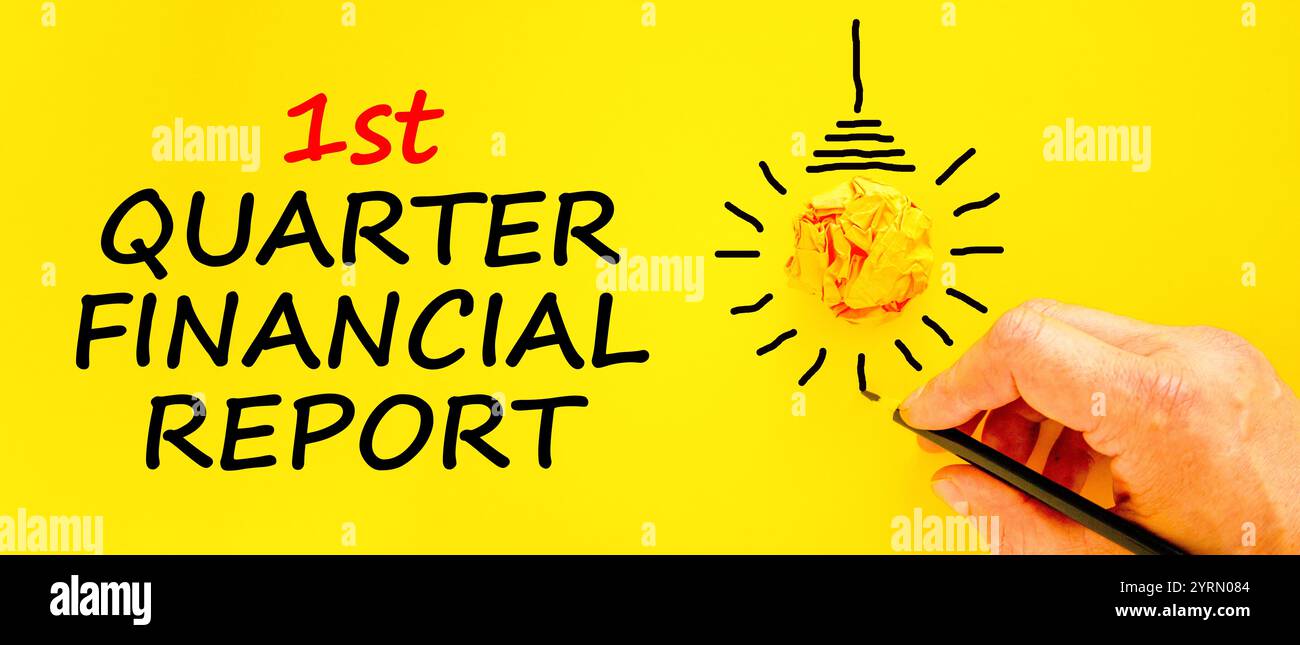 1st quarter financial report symbol. Concept words 1st quarter ...