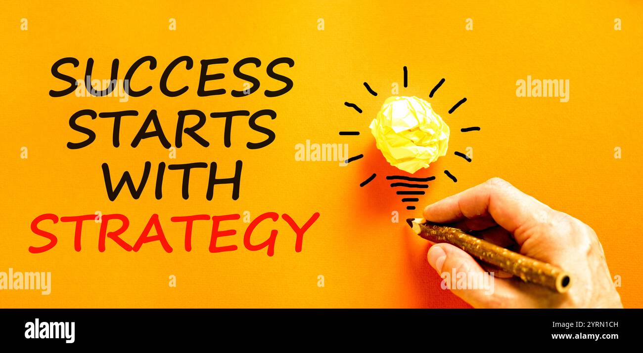 Success starts with strategy symbol. Concept words Success starts with ...