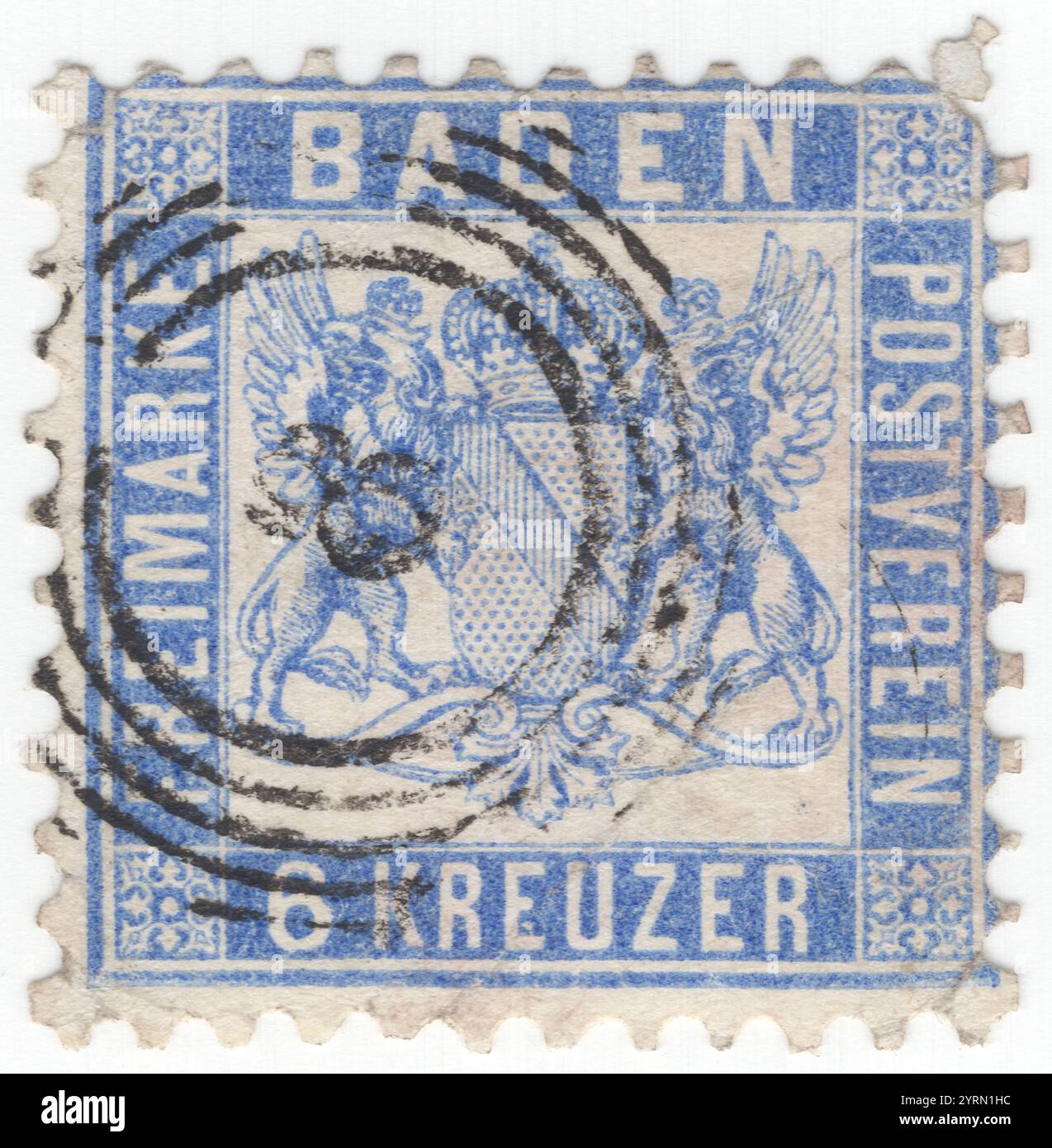 BADEN (One of the German states) - 1864 September 22: 6 kreuzer ...