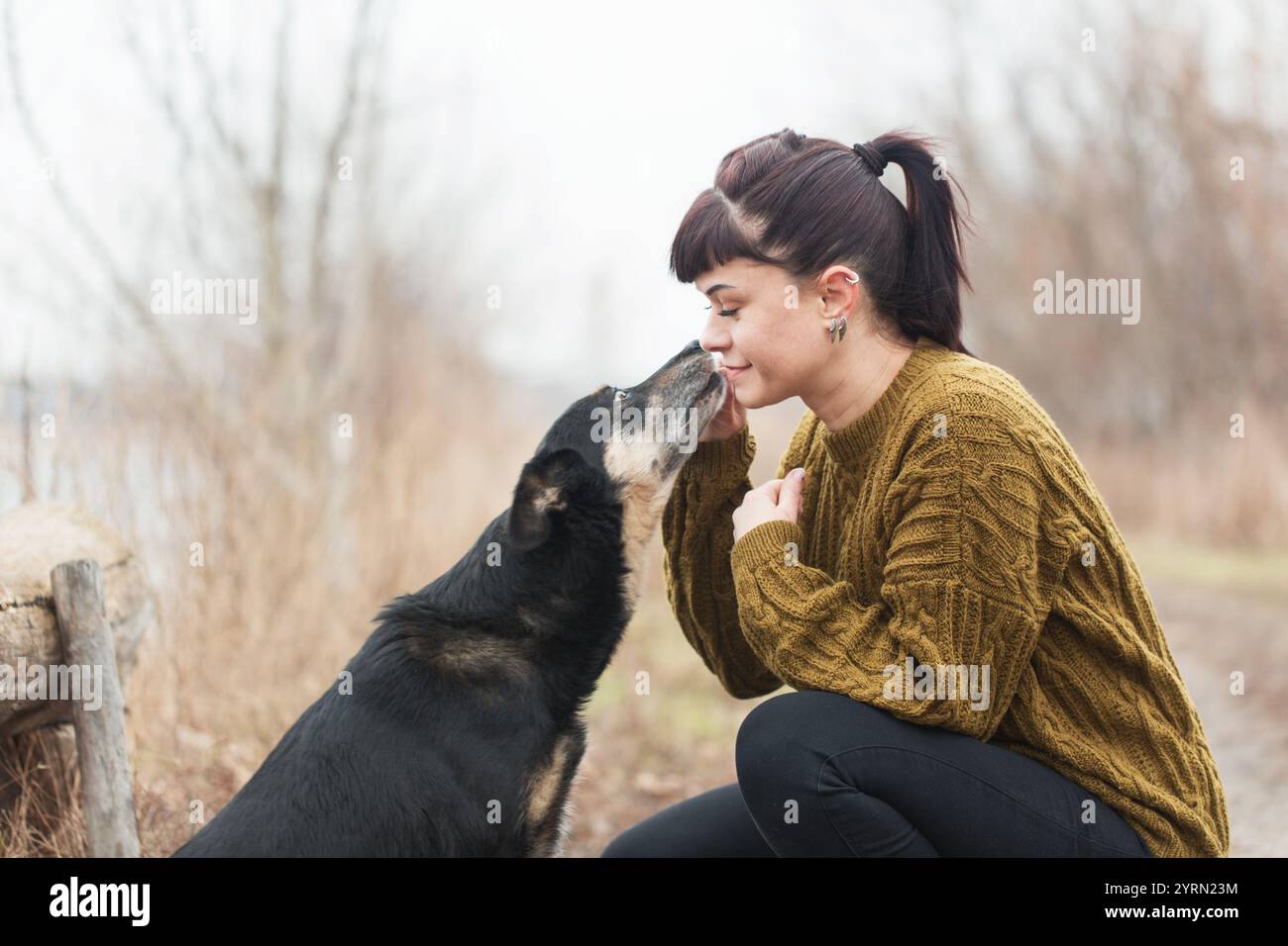 Female owner giving treats hi-res stock photography and images - Alamy