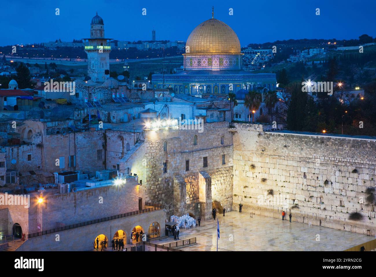 Israel, Jerusalem, Old City, Jewish Quarter, elevated view of the ...