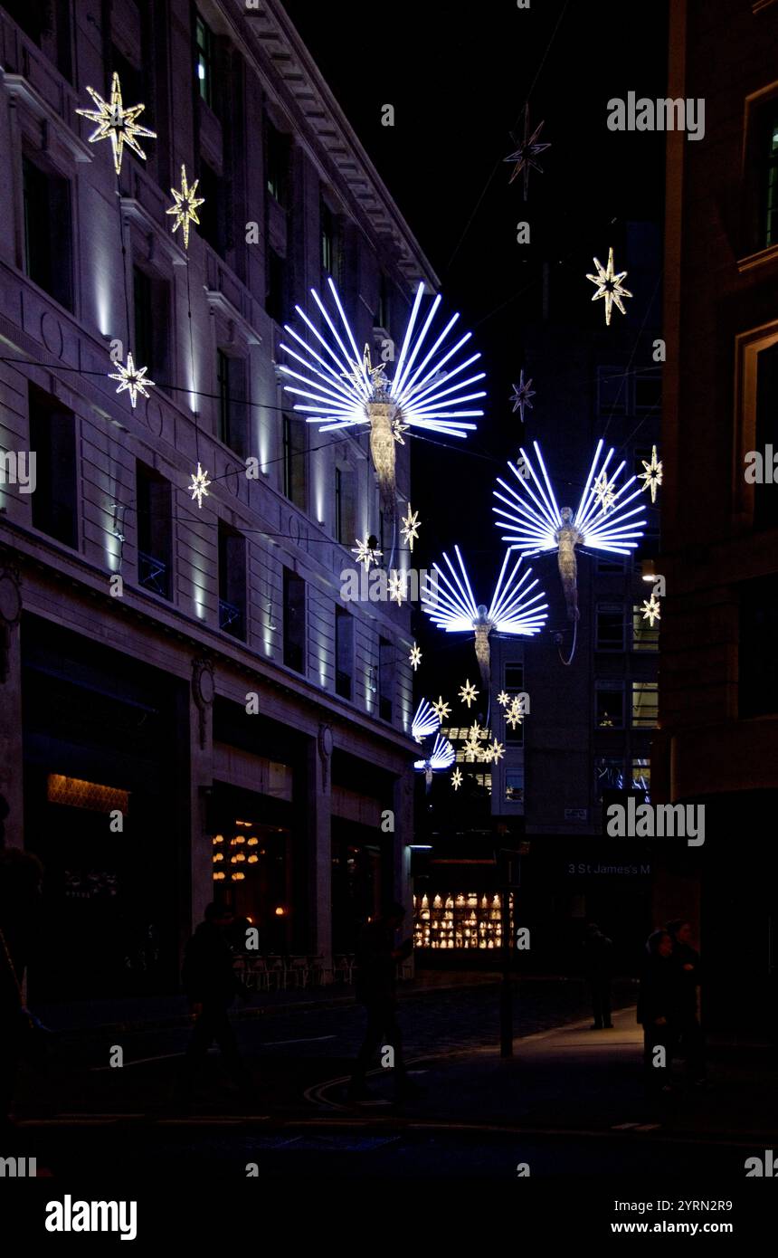 Angels with neon wings, London Christmas Lights, England Stock Photo ...