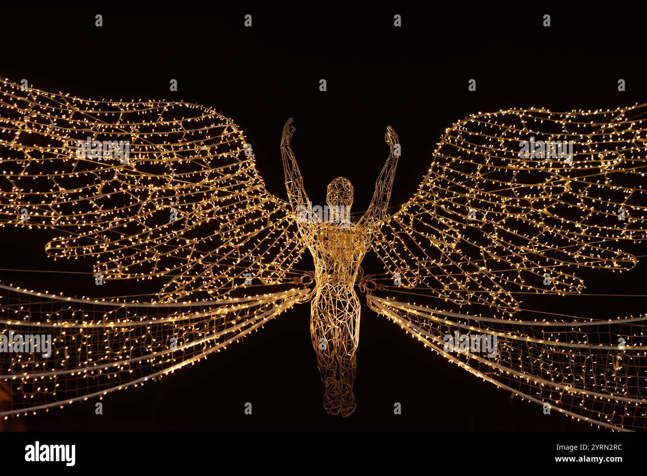 Angels in Christmas lights along Regent Street, London, England Stock ...