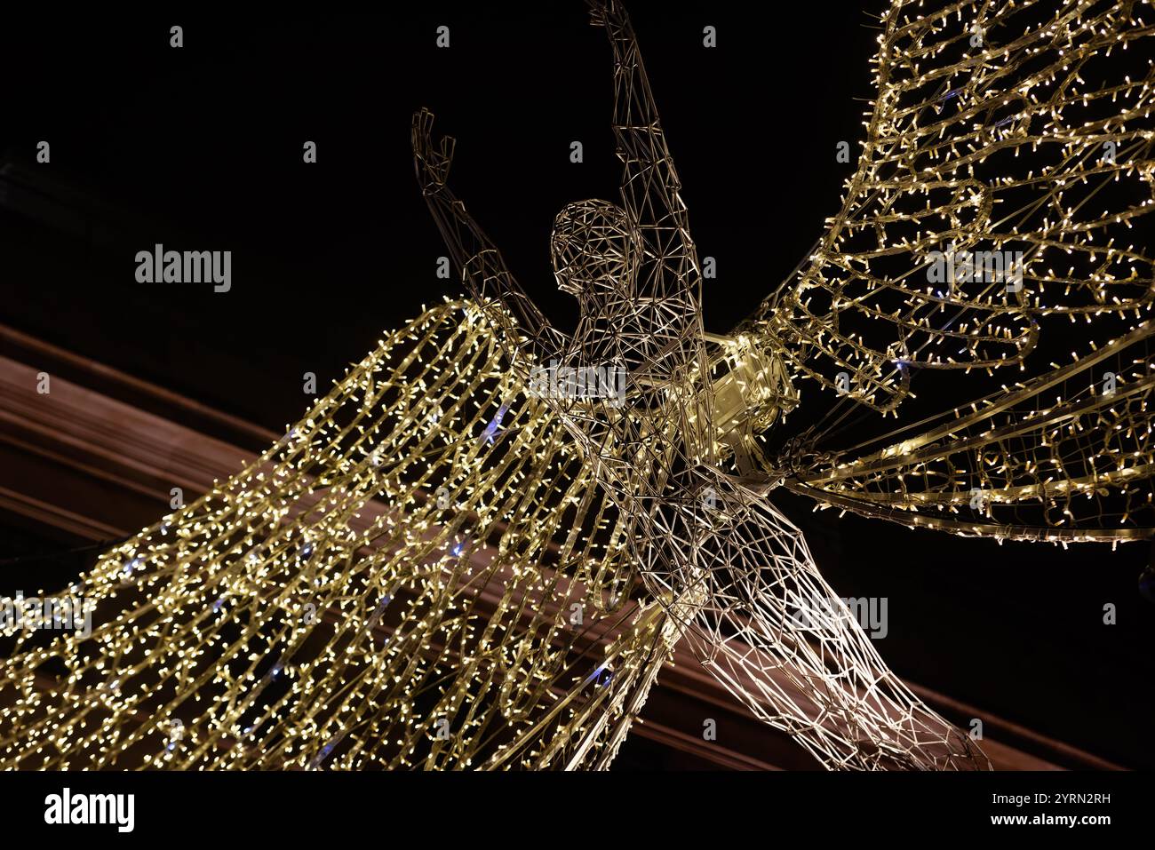 Angels in Christmas lights along Regent Street, London, England Stock ...