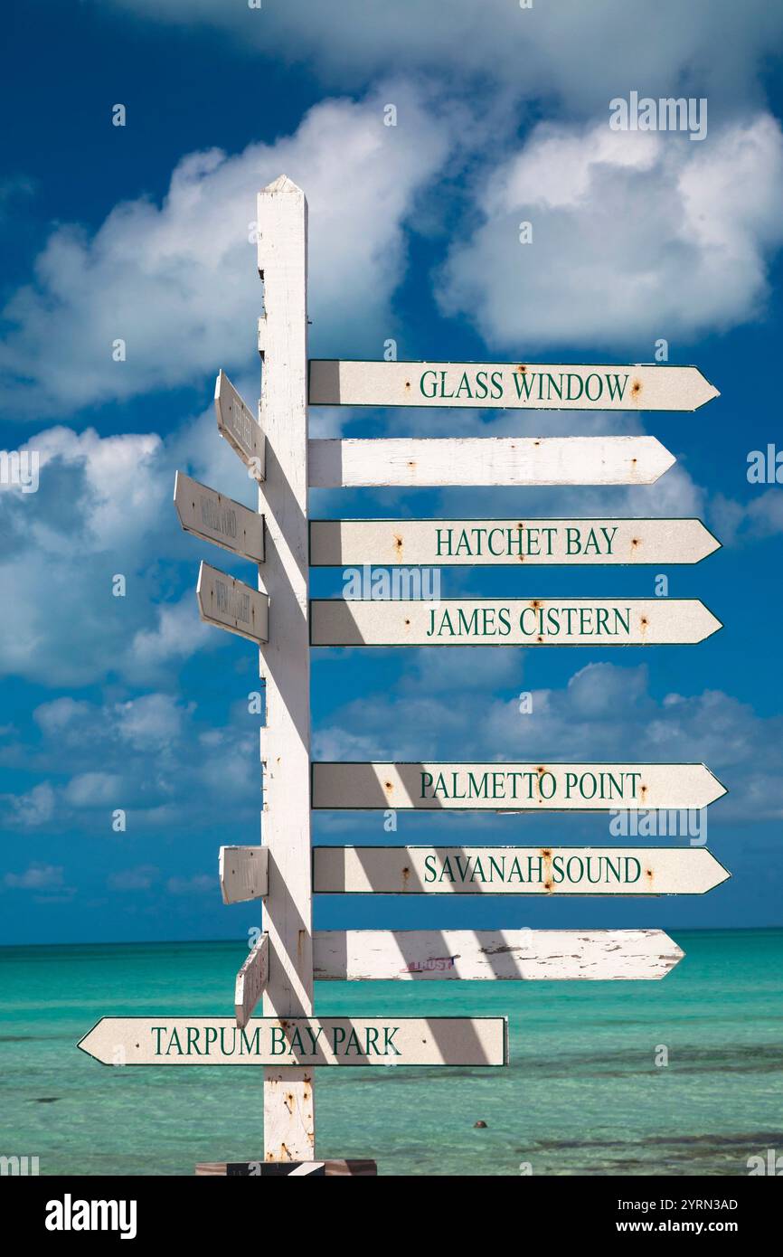 Bahamas, Eleuthera Island, Tarpum Bay, road sign Stock Photo - Alamy