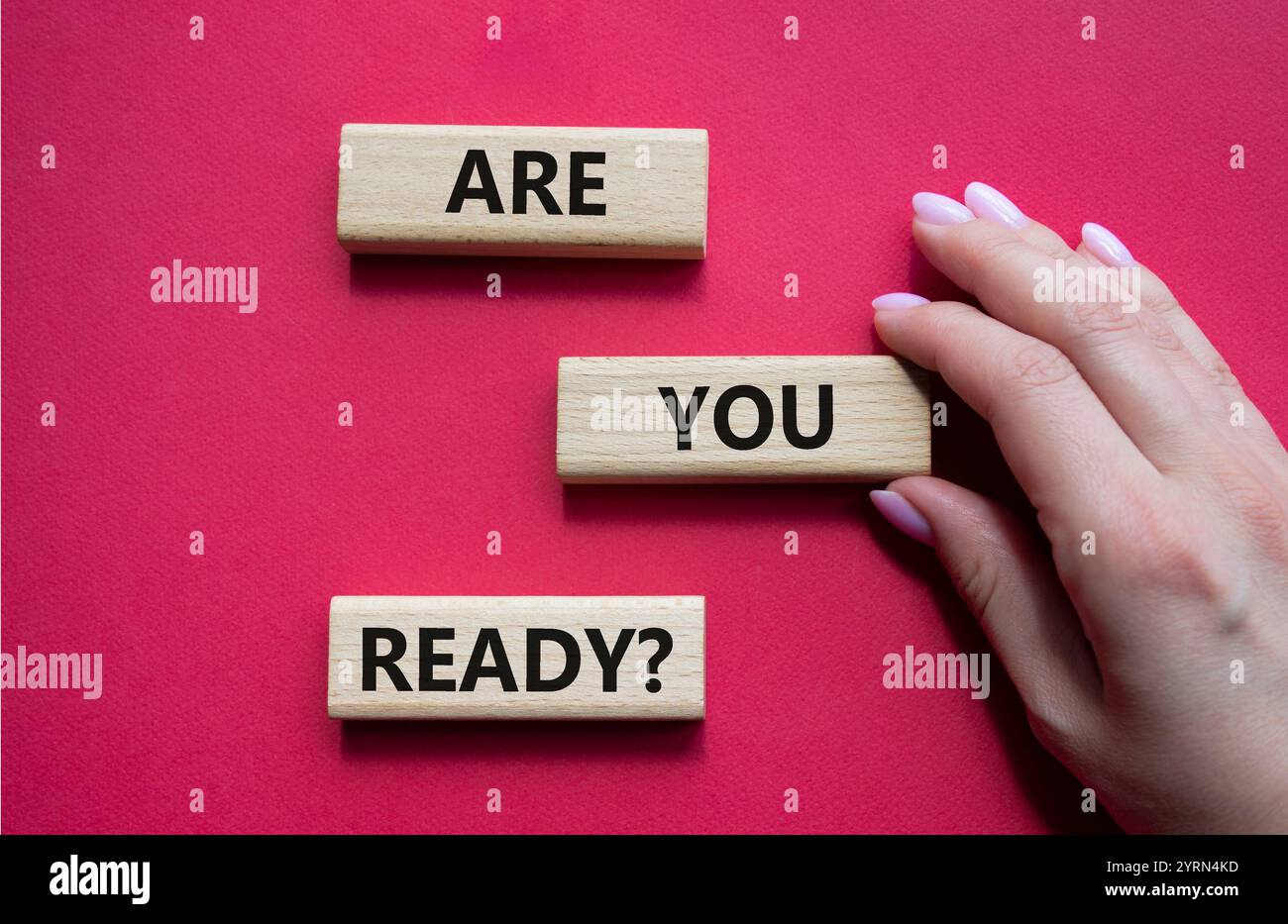 Are you ready symbol. Concept word Are you ready on wooden blocks ...