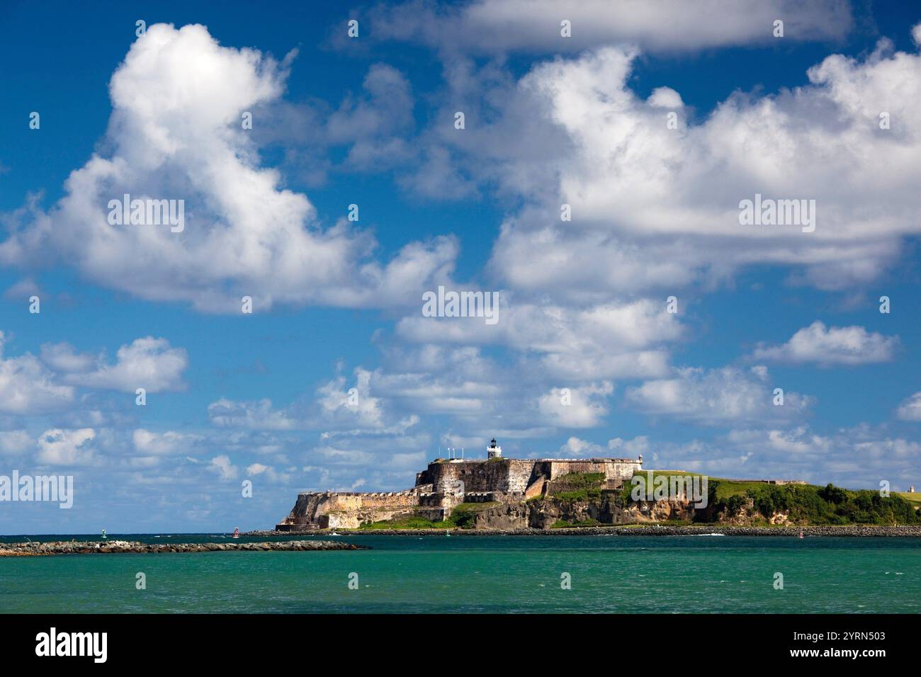 Puerto Rico, San Juan, Old San Juan, El Morro Fortress viewed from Isla ...