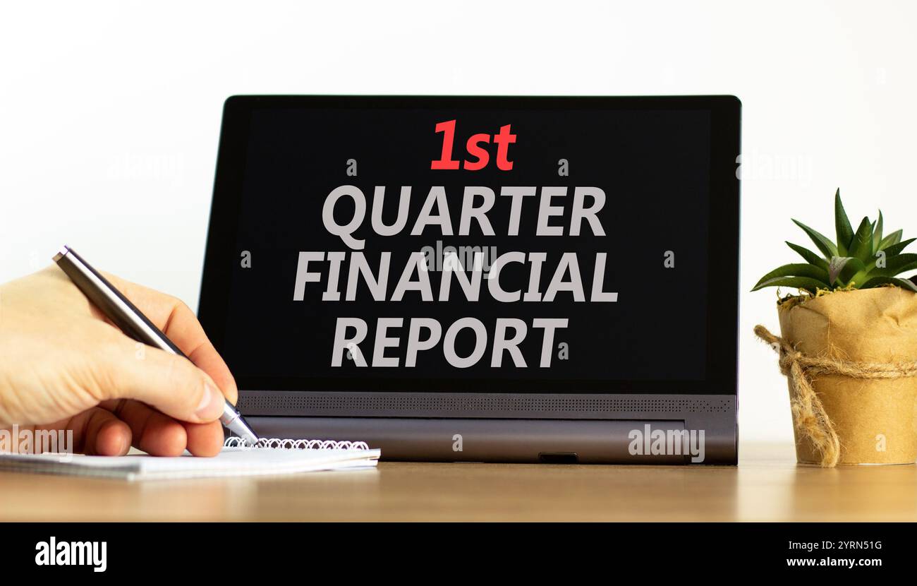 1st quarter financial report symbol. Concept words 1st quarter ...