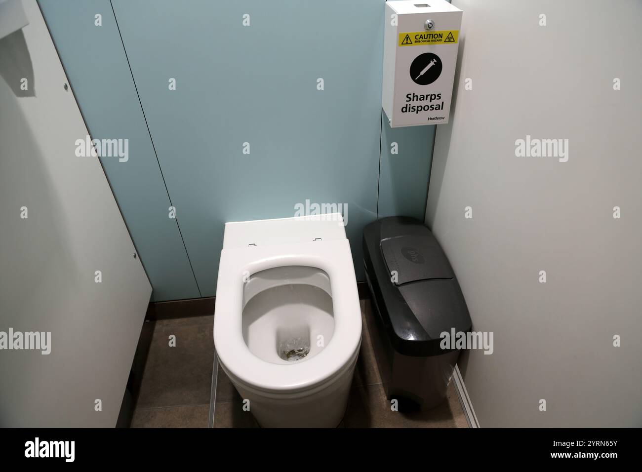 Sharps Disposal Bin in Public Toilet Heathrow Airport England Stock ...