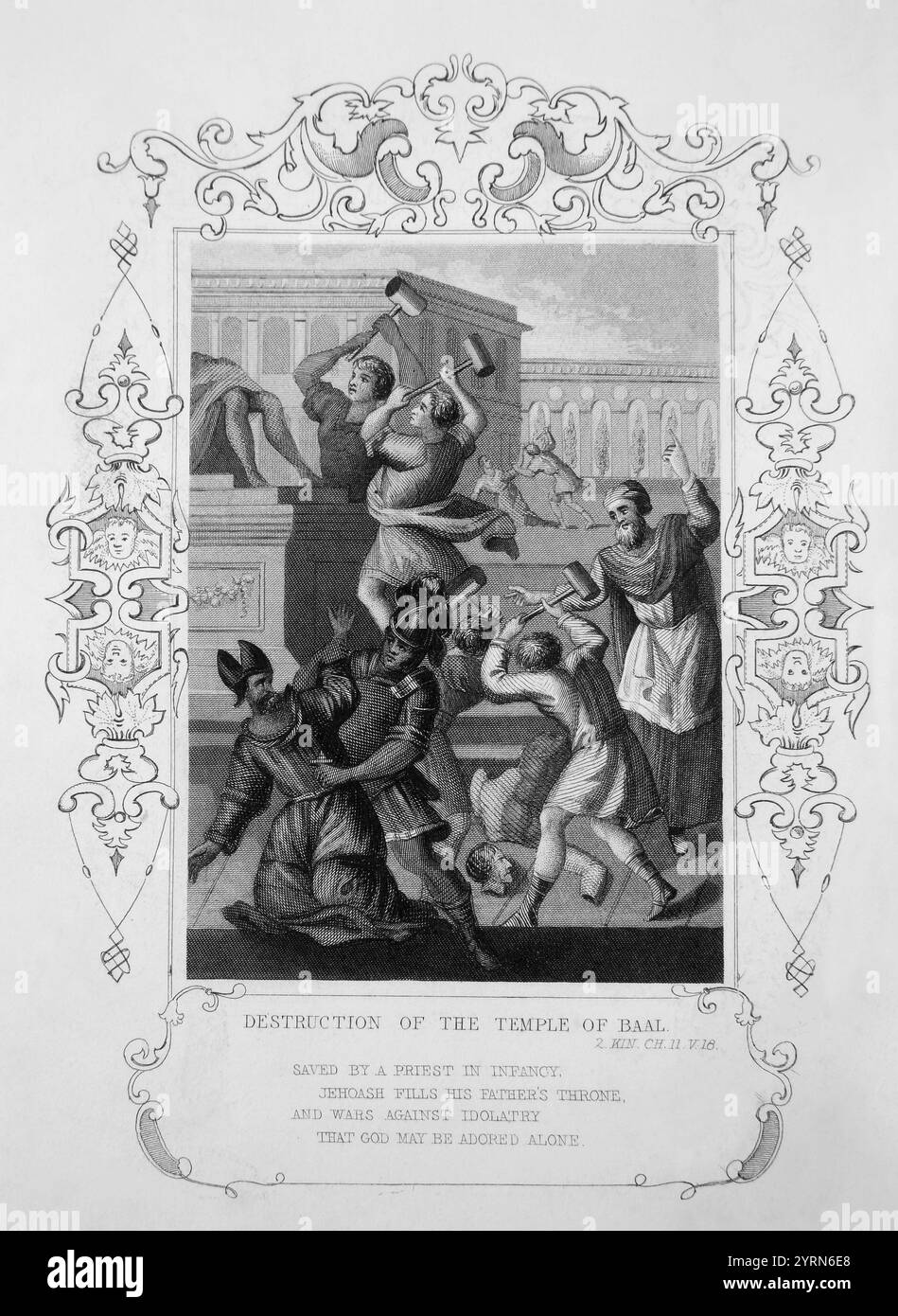 Steel Engraving of the Destruction of the Temple of Baal (Kings ...