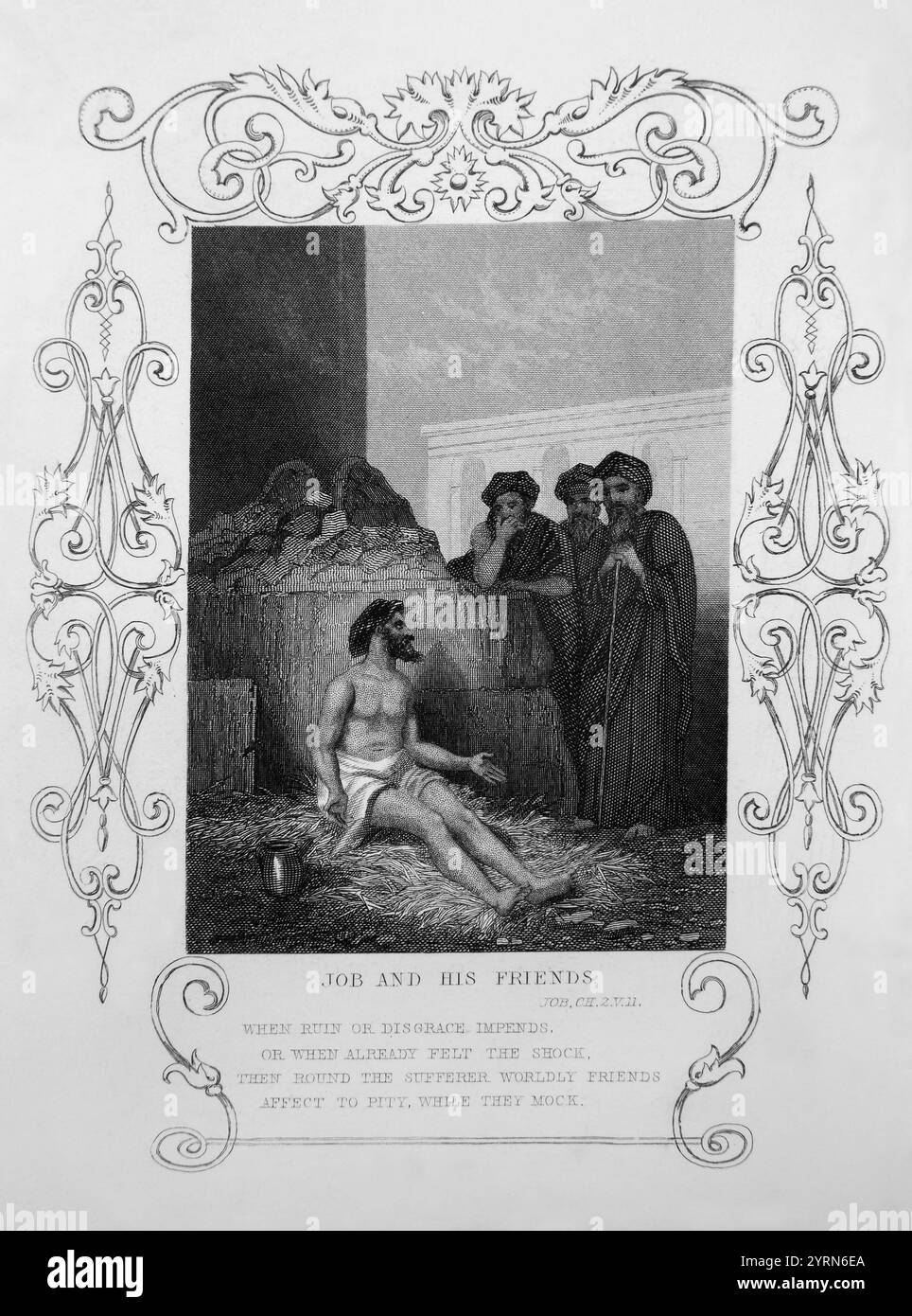 Steel Engraving of Engraving of Job's Friends Eliphaz, Bildad and ...