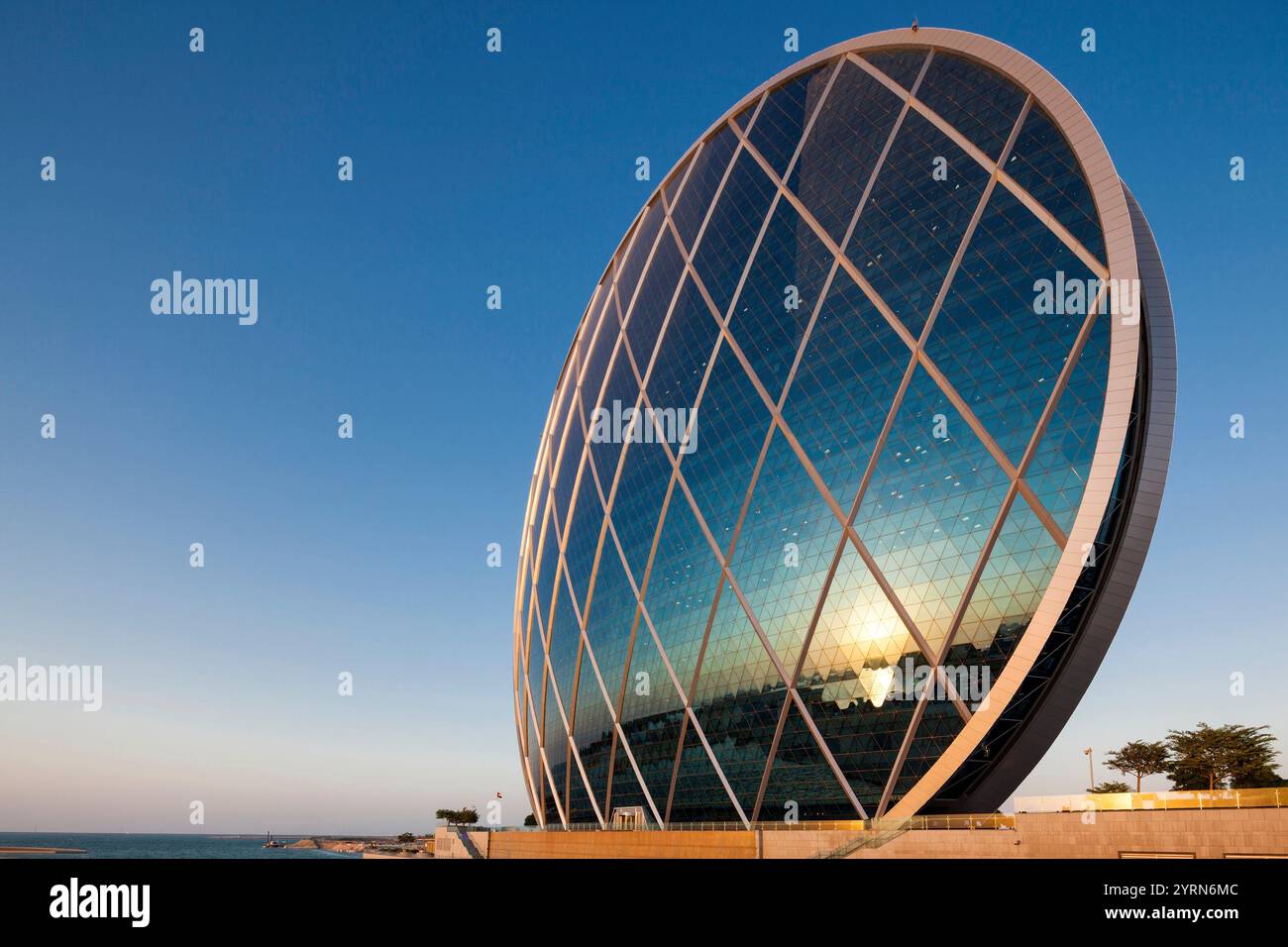 UAE, Abu Dhabi, Al Raha Beach, circular office building, headquarters ...
