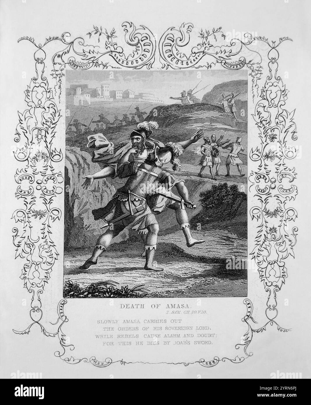 Steel Engraving of the Death of Amasa (Samuel) Joab. a military ...