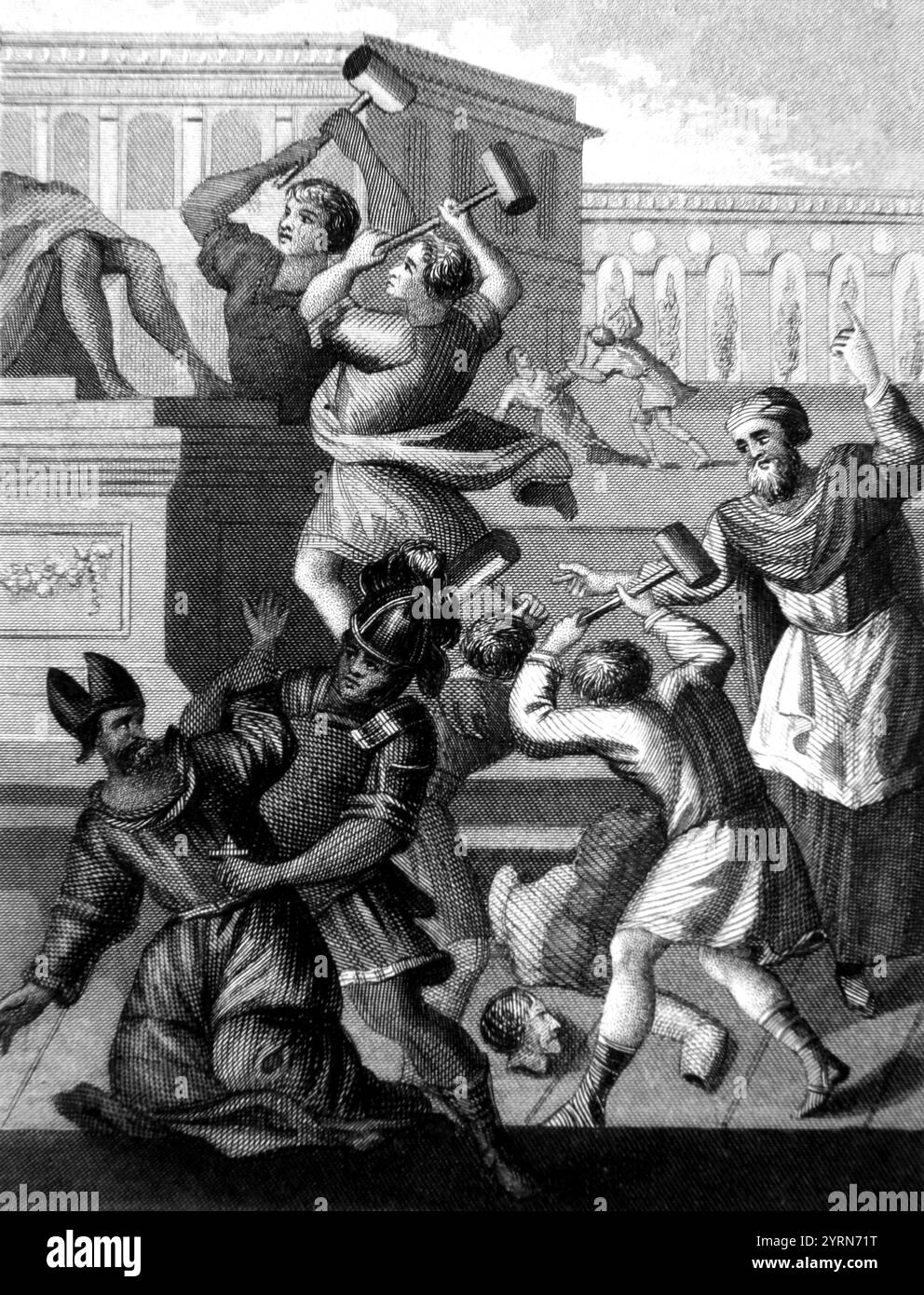 Steel Engraving of the Destruction of the Temple of Baal (Kings ...