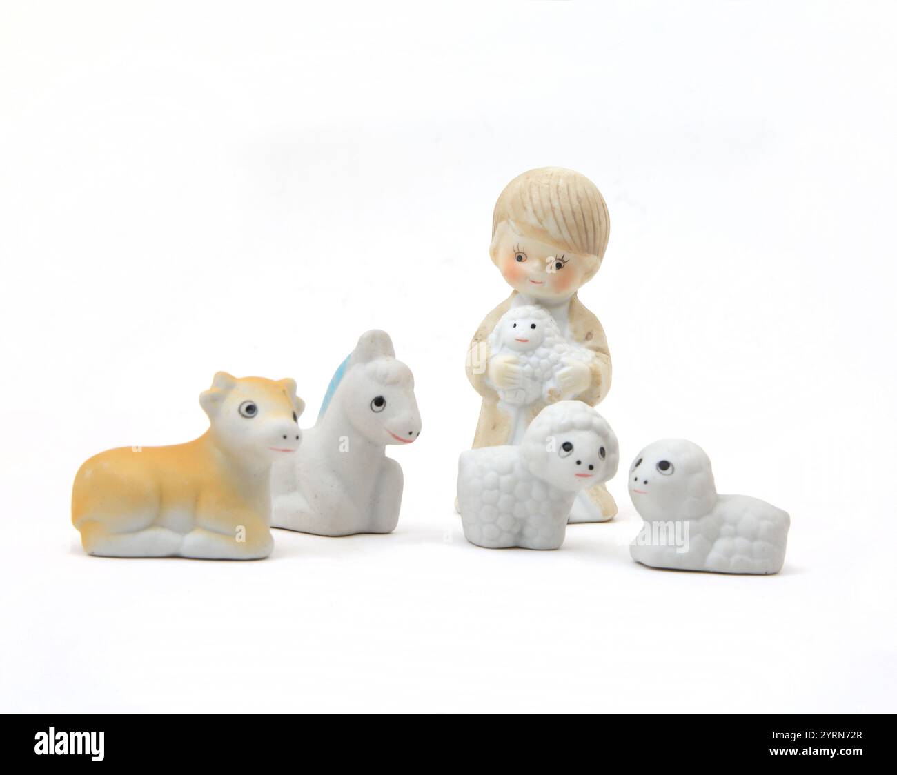Nativity Figures Christmas Decorations Shepherd with Sheep and Cow ...