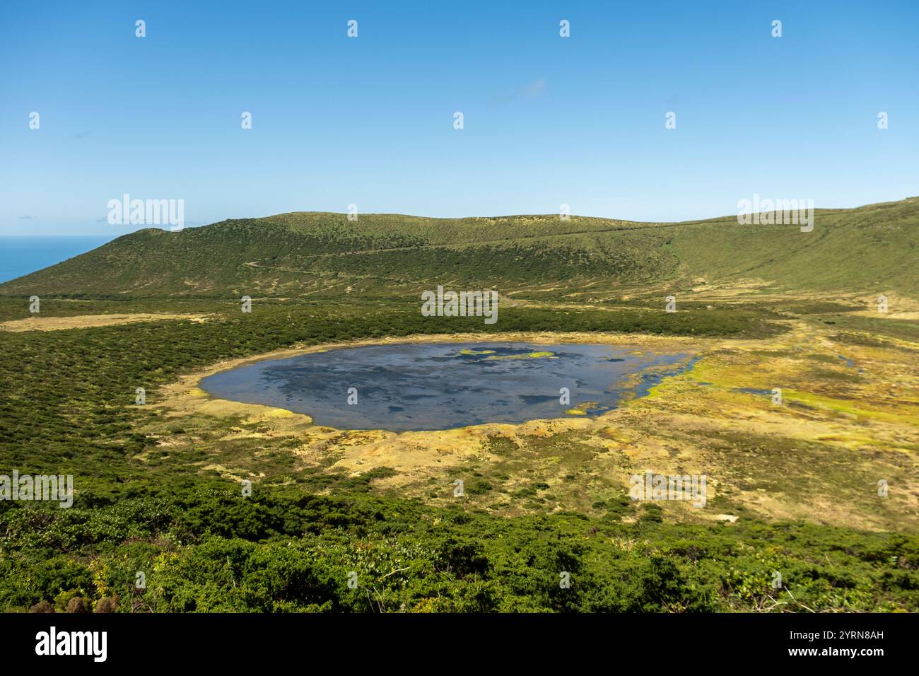Caldeira Branca on Flores, Azores islands, Portugal. This volcanic ...