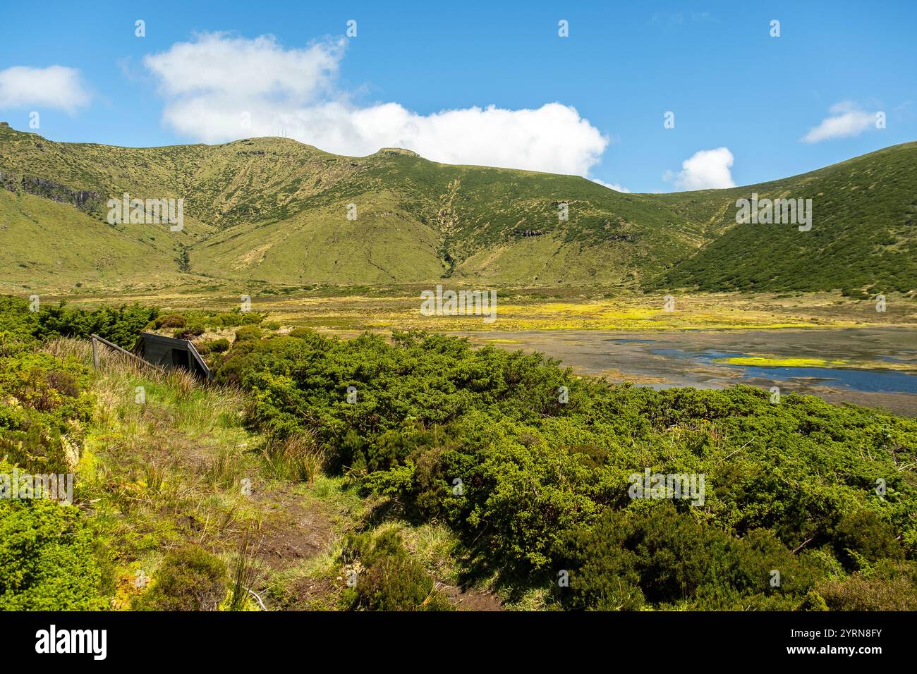 Abrigo Birdwatching hide at Caldeira Branca on Flores, Azores islands ...